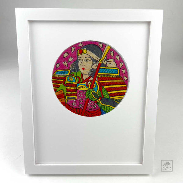 Menko Print - Female Samurai Warrior (Framed) - KoboSeattle